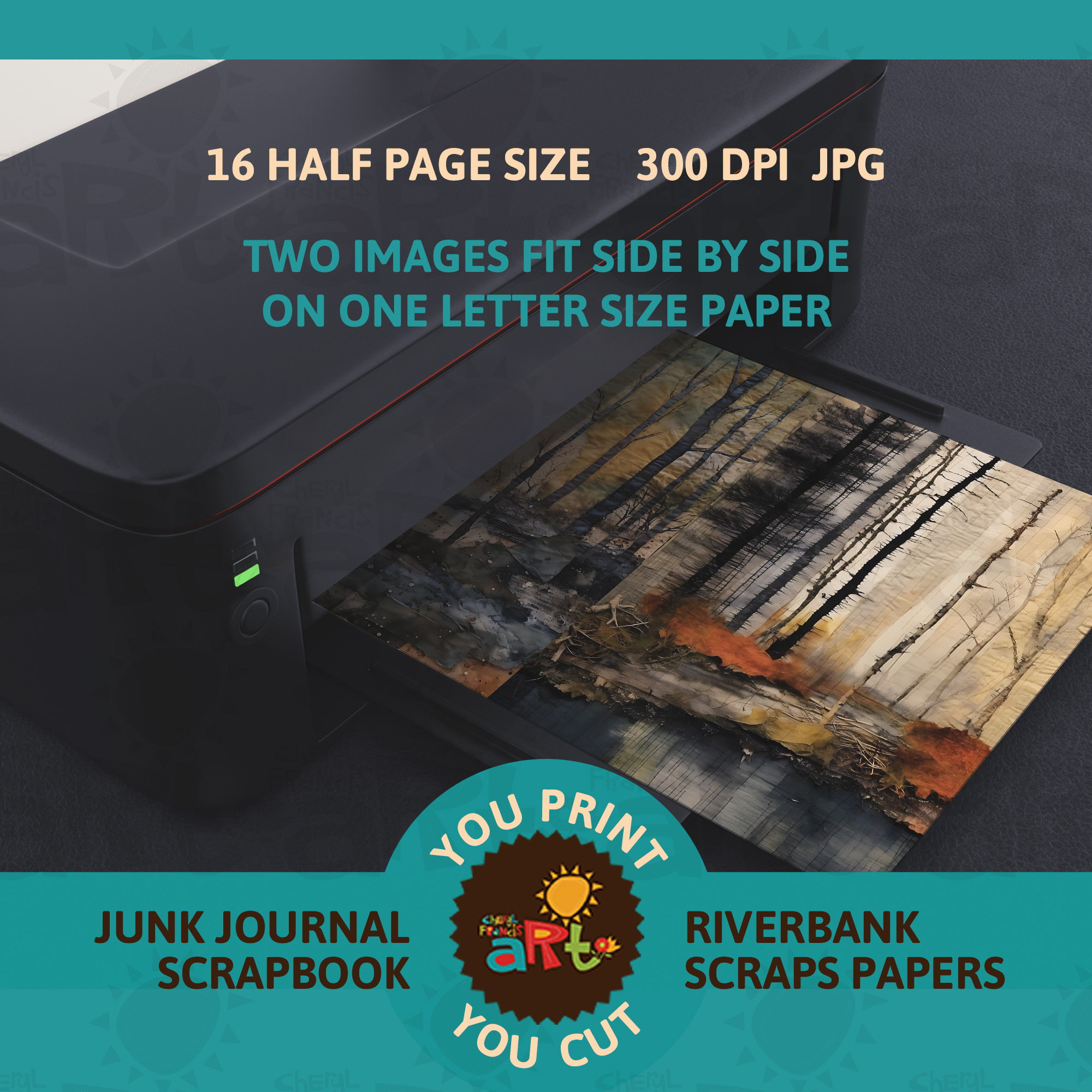 On the Banks of a River Collage Printable Junk Journal Half Papers for ...