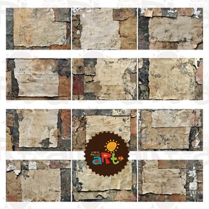 Grungy Texture Style 1 Collage Printable Junk Journal Horizontal Half ...