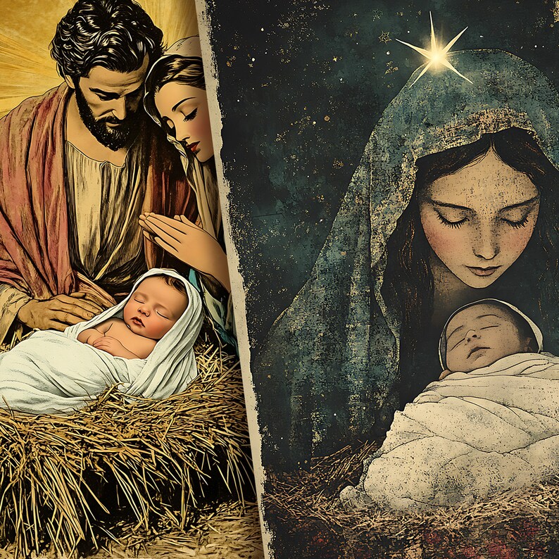 Baby Jesus Mary and Joseph Christmas Nativity Manger Scene Printable ...