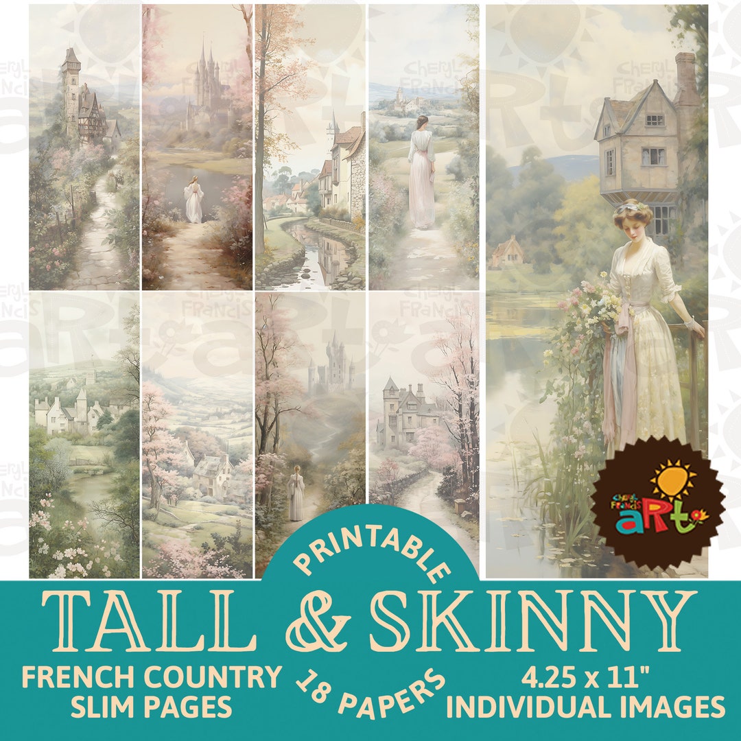 Soft Landscape French Countryside Printable Tall Slim Junk Journal ...