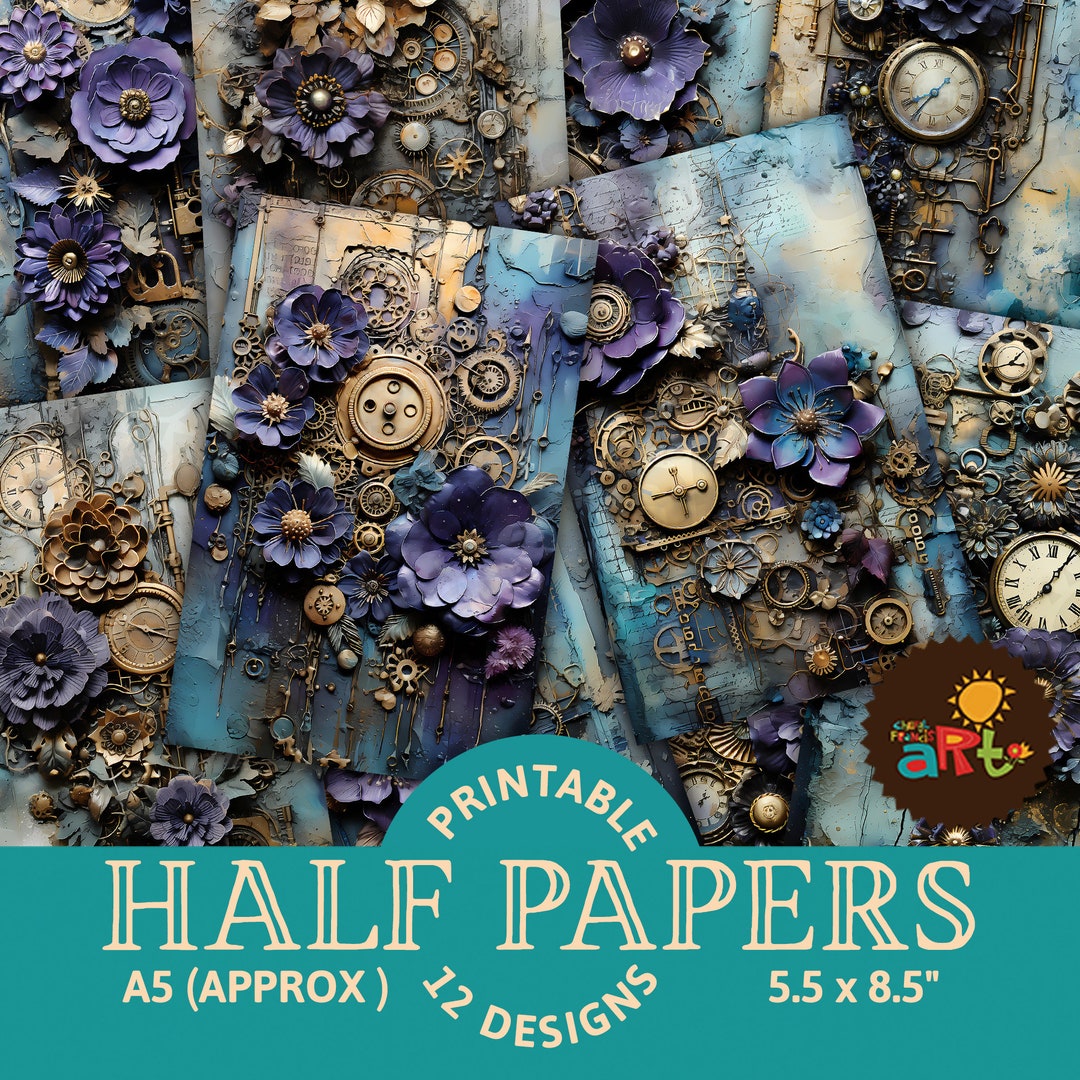 12 Mixed Media Steampunk Grunge Paper Collage Printable Junk Journal ...