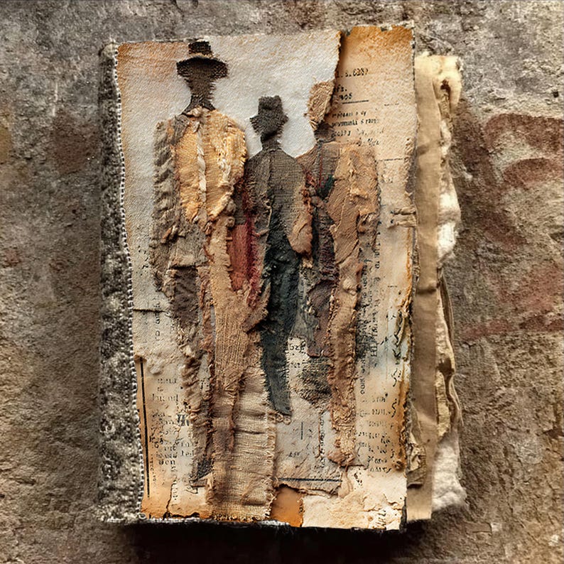 Textile Collage Figures: Junk Journal Printable Pages (digital Download ...