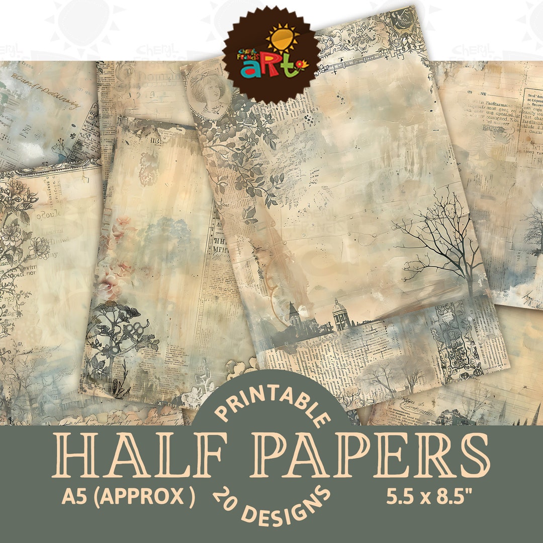 Decorated Border Ephemera Collage Paper Junk Journal Half Page ...