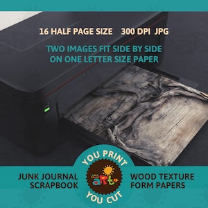 Natural Wood Texture Art Collage Printable Junk Journal Half Papers ...