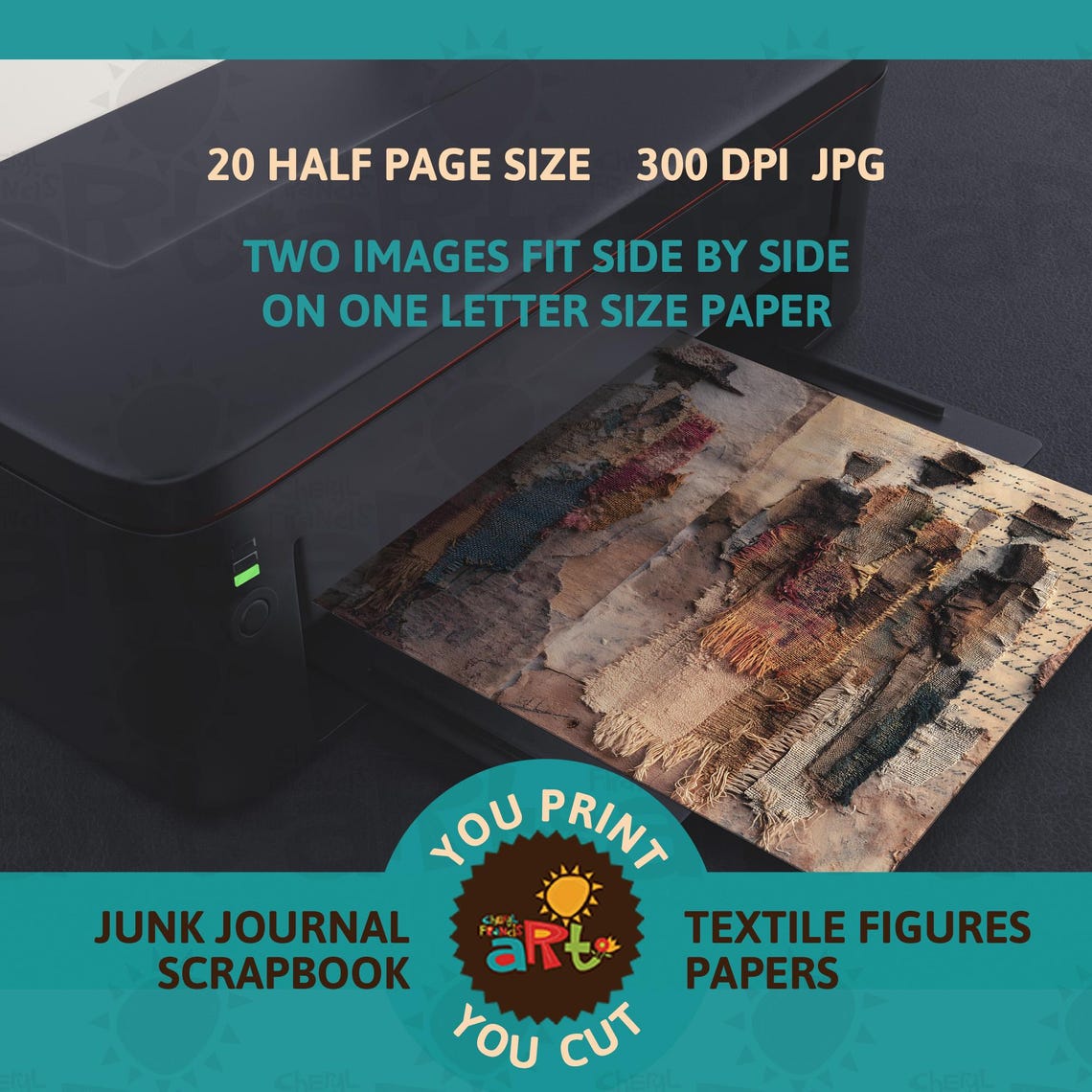 Textile Collage Figures: Junk Journal Printable Pages (digital Download ...