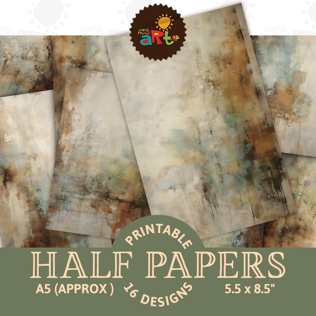 Textured Colorwash in Earthy Color Printable Junk Journal Half Paper ...