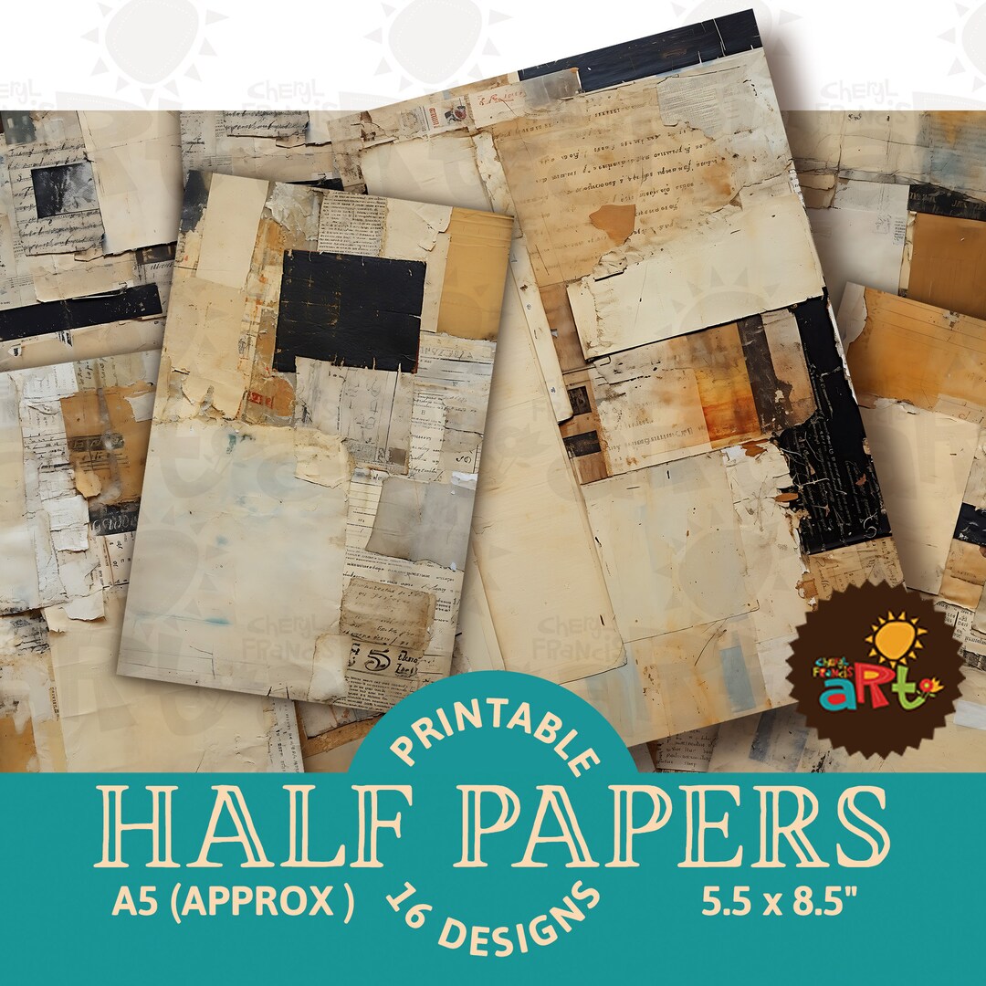 Torn Aged Ephemera Scrap Collage Printable Junk Journal Half Papers ...