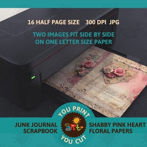 Sweet Pink Floral Shabby Heart Scrap Collage Printable Junk Journal ...