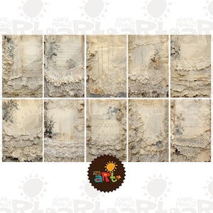 Layered Lace Paper Collage Printable Junk Journal Half Page, Scrapbook ...