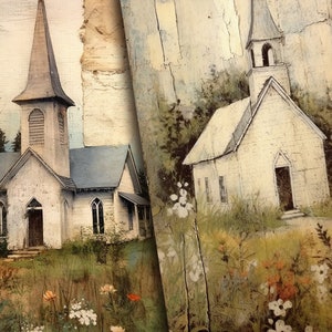 Little Chapel Paper Collage Printable Junk Journal Half Papers - Etsy