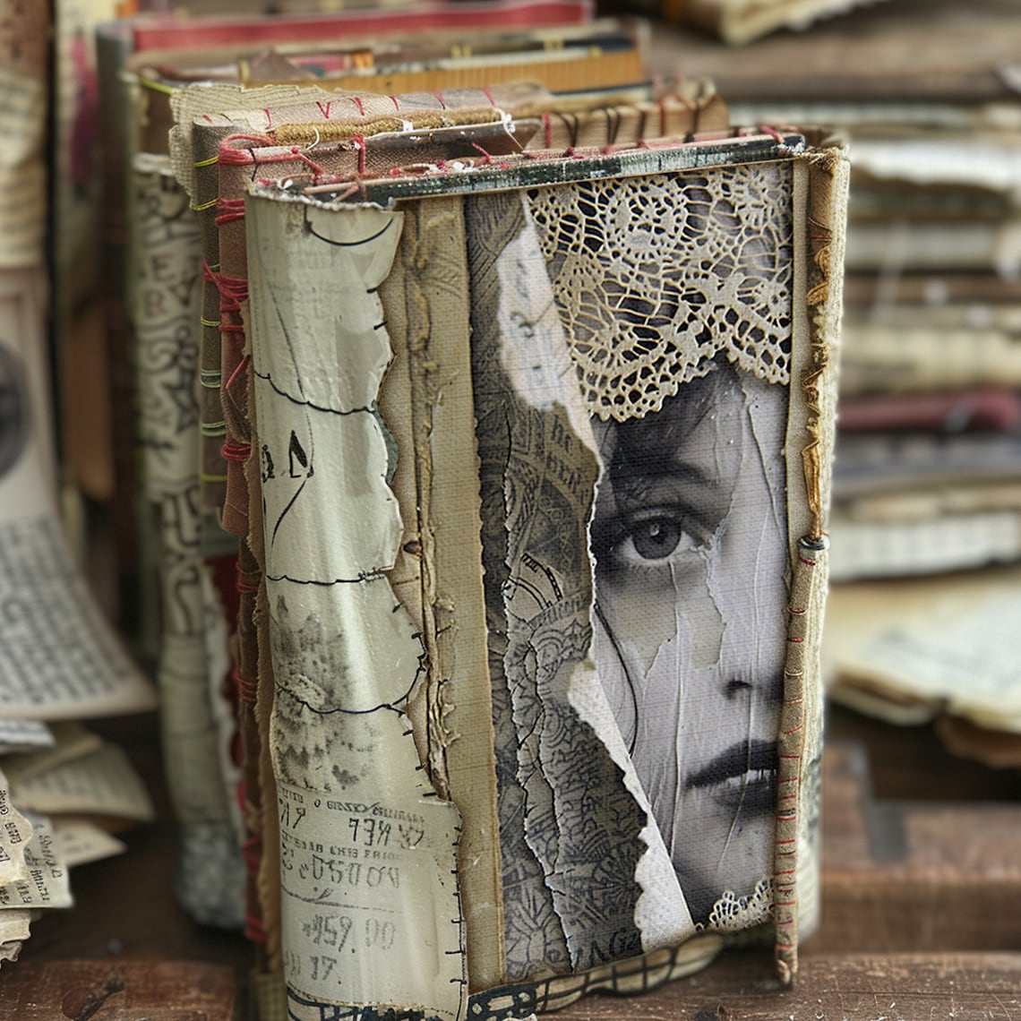Lacy Page Portrait Collage Printable Junk Journal Half Paper Background ...