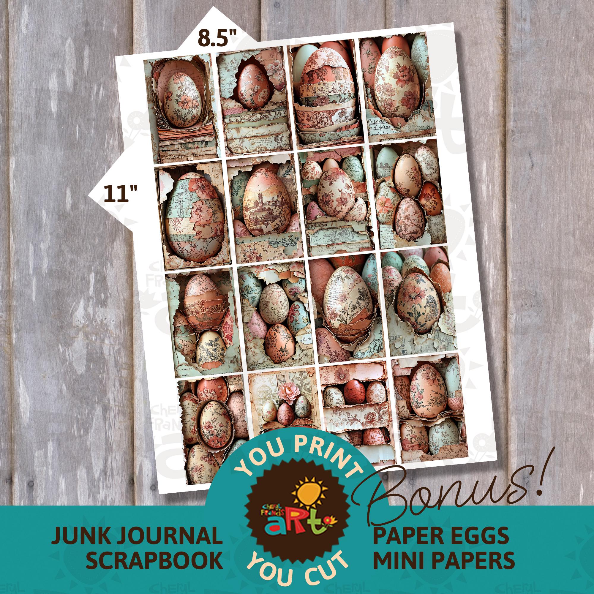 Pretty Patterned Easter Paper Egg Junk Journal Half Papers Printable ...