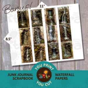 Waterfall Junk Journal Printable Half Papers, Journal Scrapbook Supply ...
