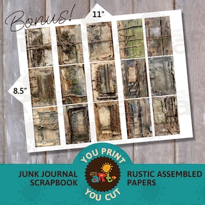15 Rustic Assemblage Paper Collage Printable Junk Journal Half Papers ...