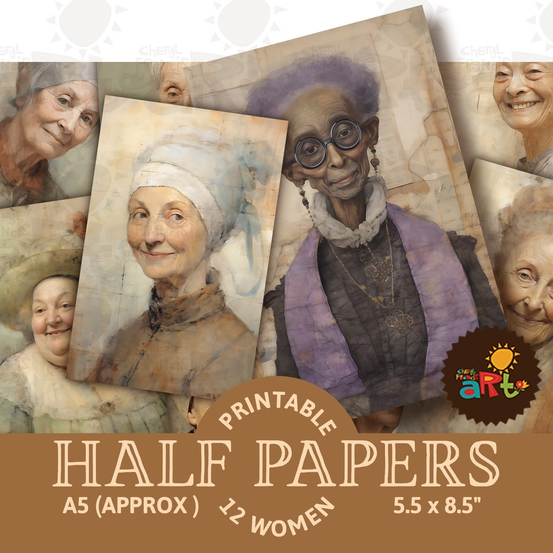 Stylized Painted Portraits of Fun Quirky Women Part 2 Collage Printable ...