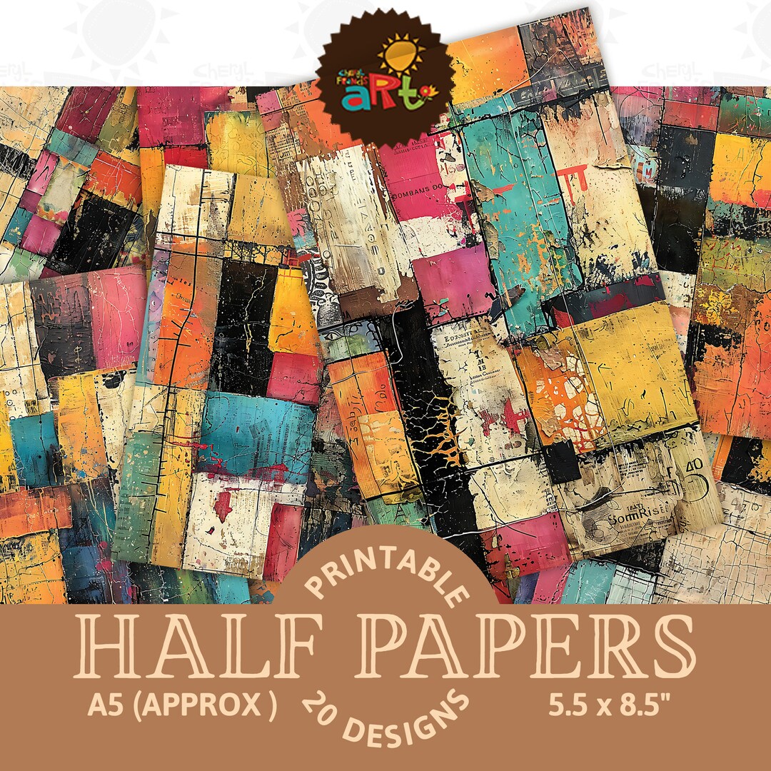 Grungy Blocks of Color Printable Junk Journal Half Paper Ephemera ...