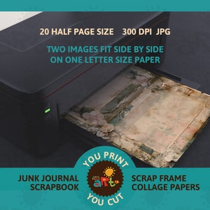 Scrap Paper Frame Junk Journal Half Page Printable Floral Collage ...
