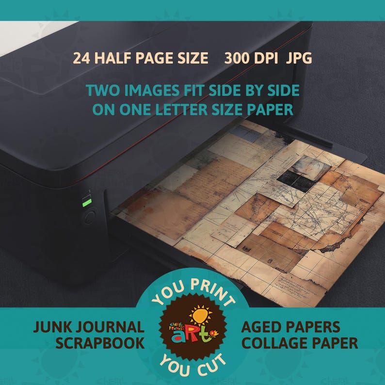 Various Aged Papers Abstract Collage Junk Journal Half Paper Printable ...