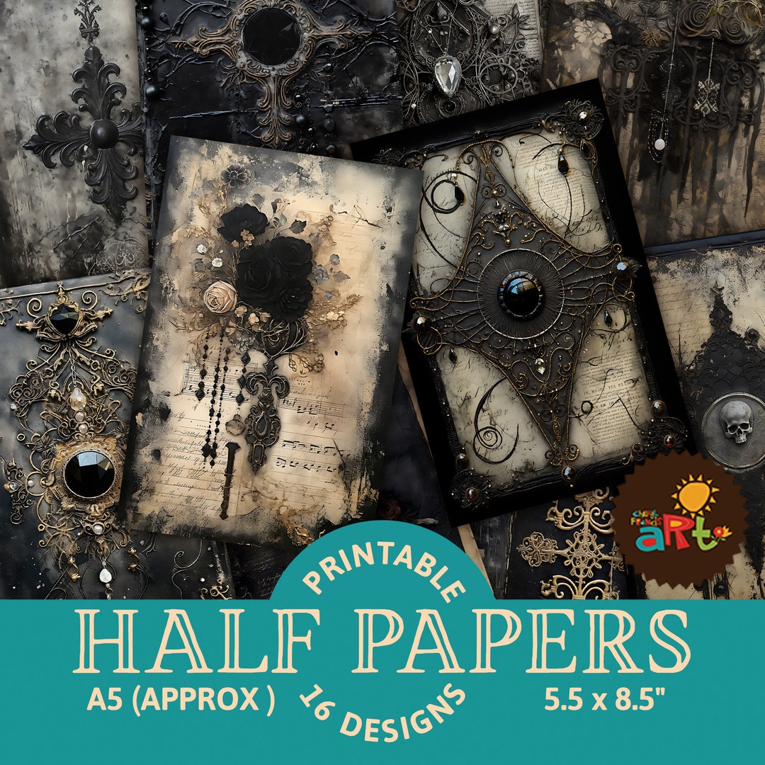 Goth Paper Collage Printable Junk Journal Half Papers for Book Making ...