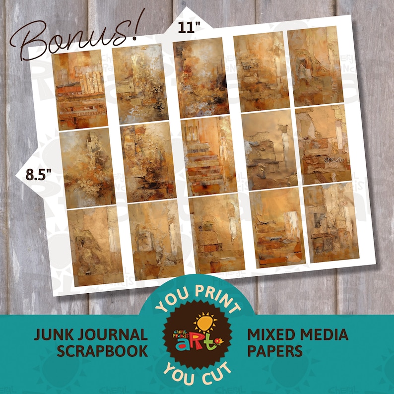 Mixed Media Paper Collage Printable Junk Journal Half Papers, Scrapbook ...