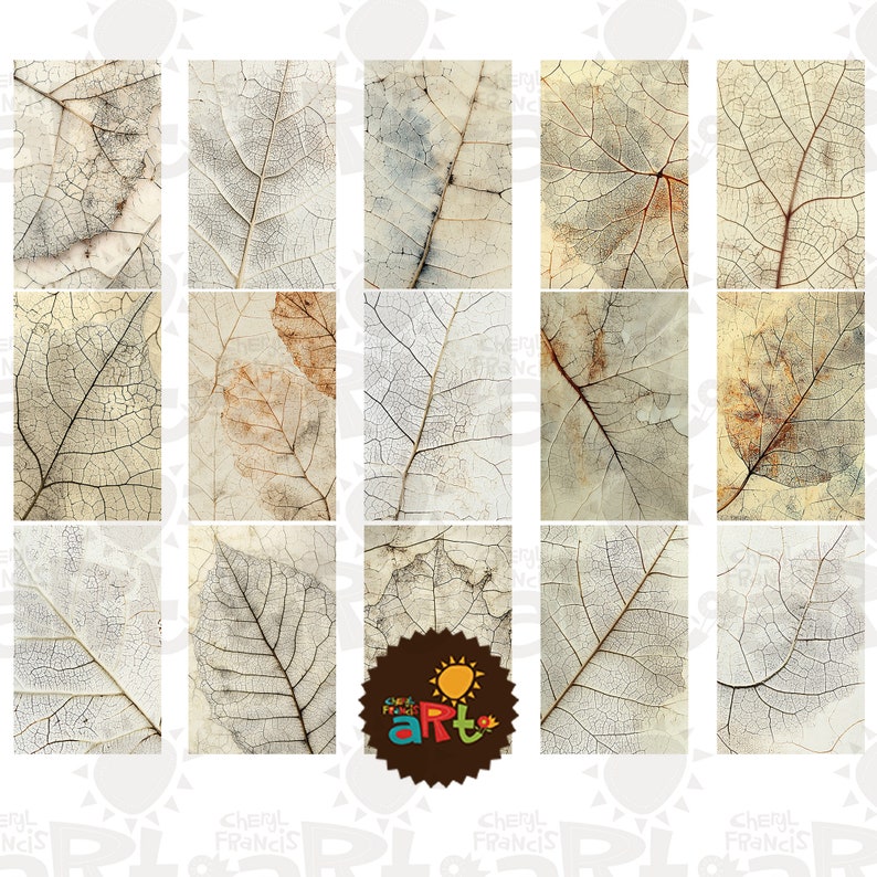 Pale Leaf Vein Printable Junk Journal Half Paper Delicate Ephemera ...