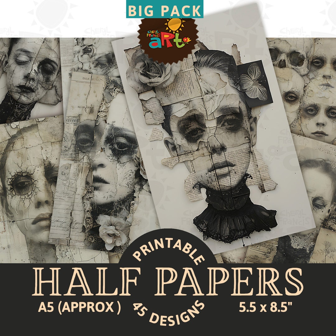 Macabre Collaged Portrait on Ephemera Halloween Day of the Dead ...
