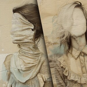 Portrait Without a Face Nameless Collage Printable Junk Journal Half ...