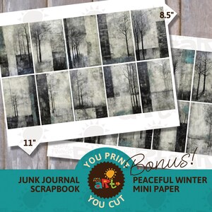 Silent Winter Snowfall Painted Trees Collage Printable Junk Journal ...