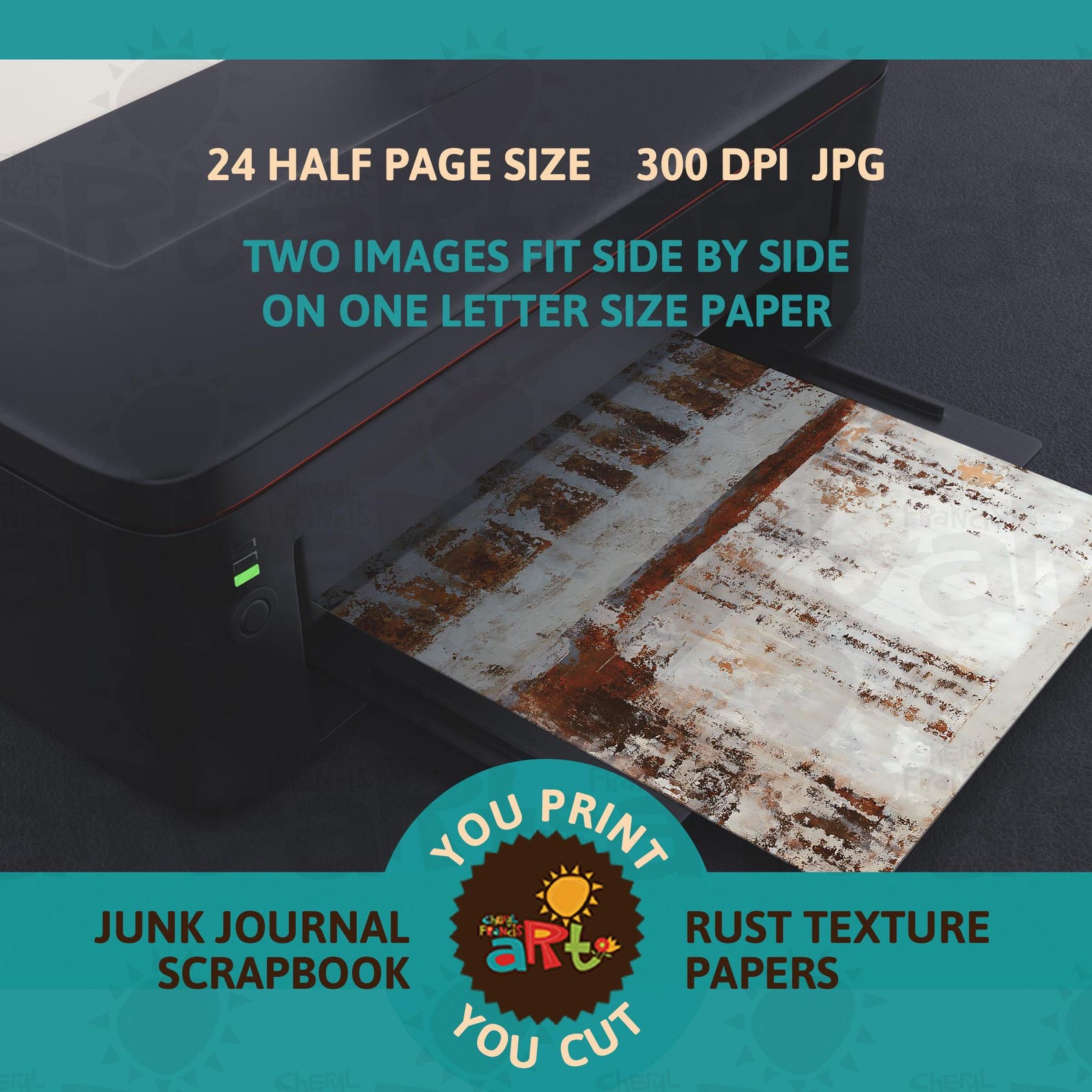 Rust Texture on White Grunge Collage Junk Journal Printable Half Papers ...