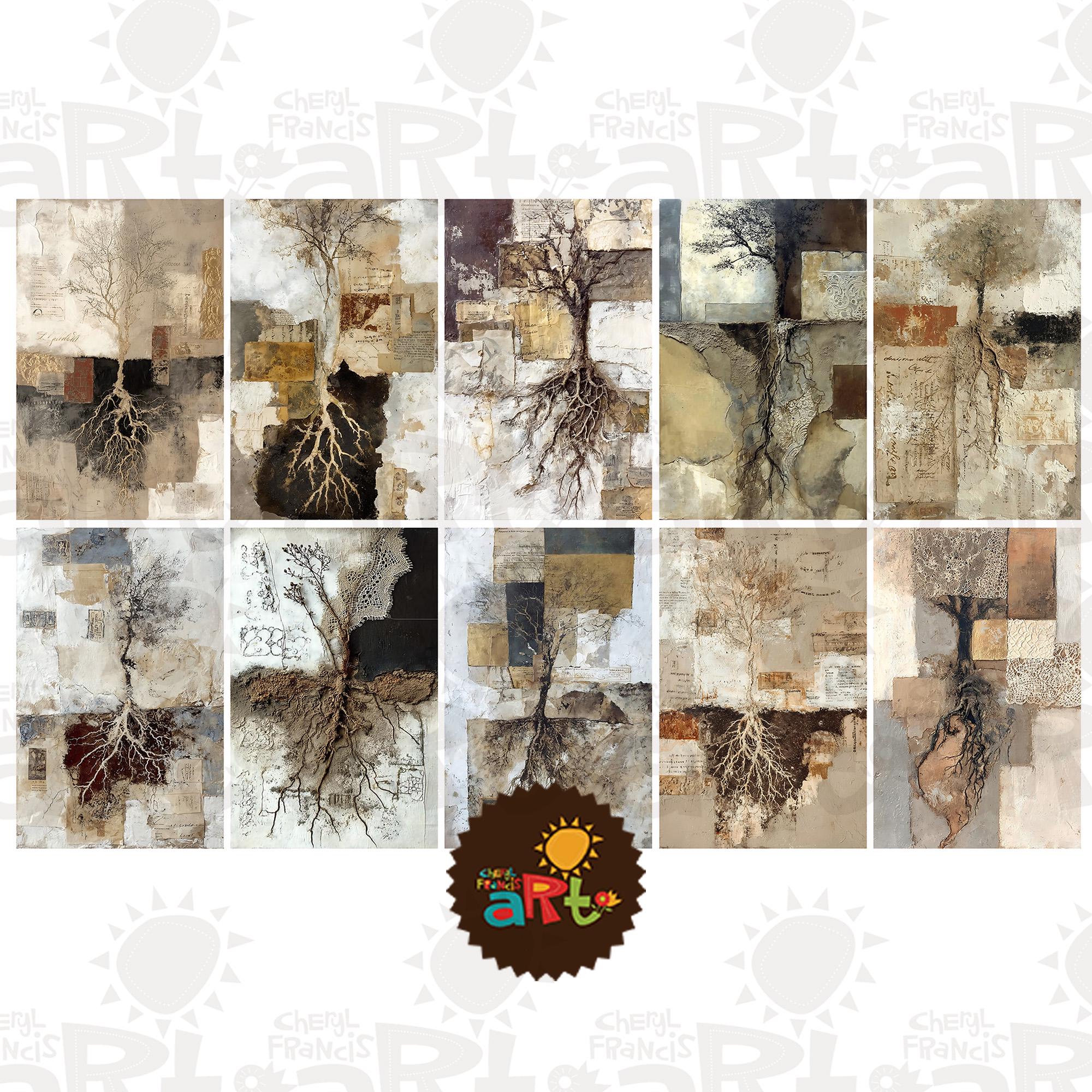 Deep Roots Stylized Organic Tree Collage Printable Nature Junk Journal ...