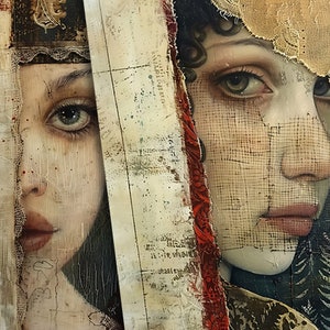 Partial Portrait Girl Peeking From Collage Printable Junk Journal Half ...