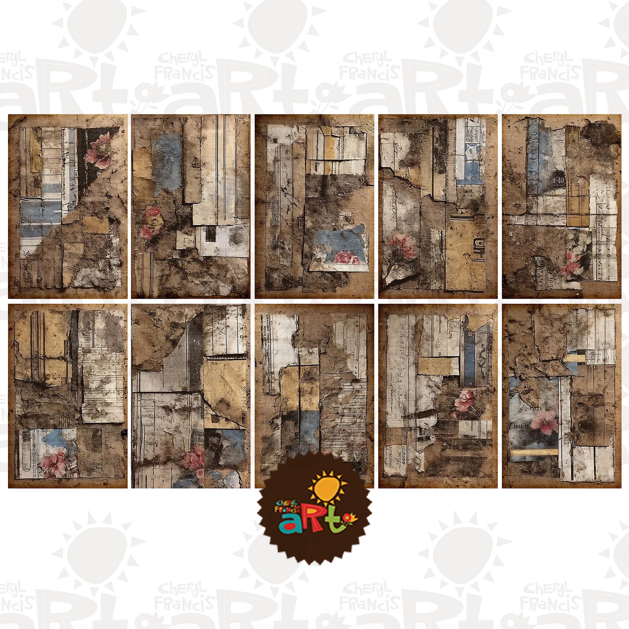 Grungy Blend of Brown Collage Printable Junk Journal Half Paper ...