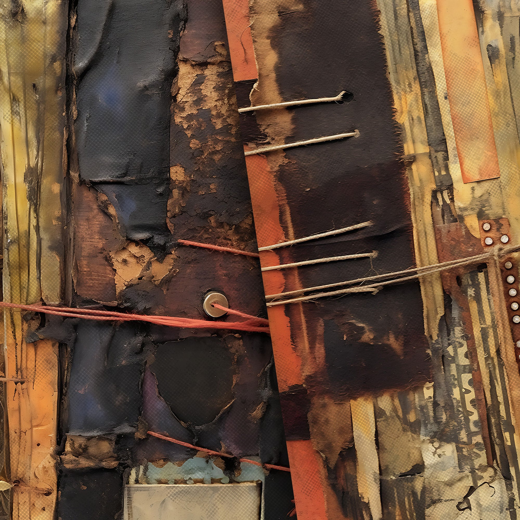 Layered Primitive Assemblage Printable Collage Junk Journal Half Papers ...