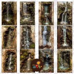 Waterfall Junk Journal Printable Half Papers, Journal Scrapbook Supply ...