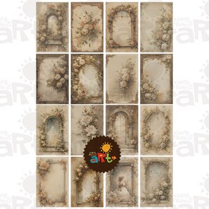 Decorative Display of Roses Floral Collage Printable Junk Journal Half ...