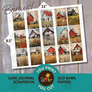 Old Barn Printable Junk Journal Half Papers, Scrapbook Resource - Etsy