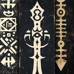 Ancient Tribal Runes Dark Printable Tall Slim Junk Journal Papers for ...