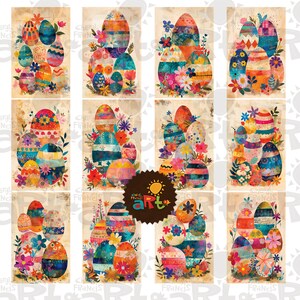 Brightly Colored Easter Eggs Craft Background Printable Holiday Page ...