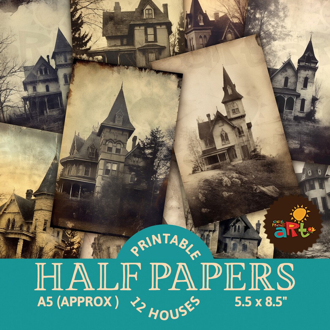 Spooky Manor: Early Photography Style Printable Junk Journal Half ...