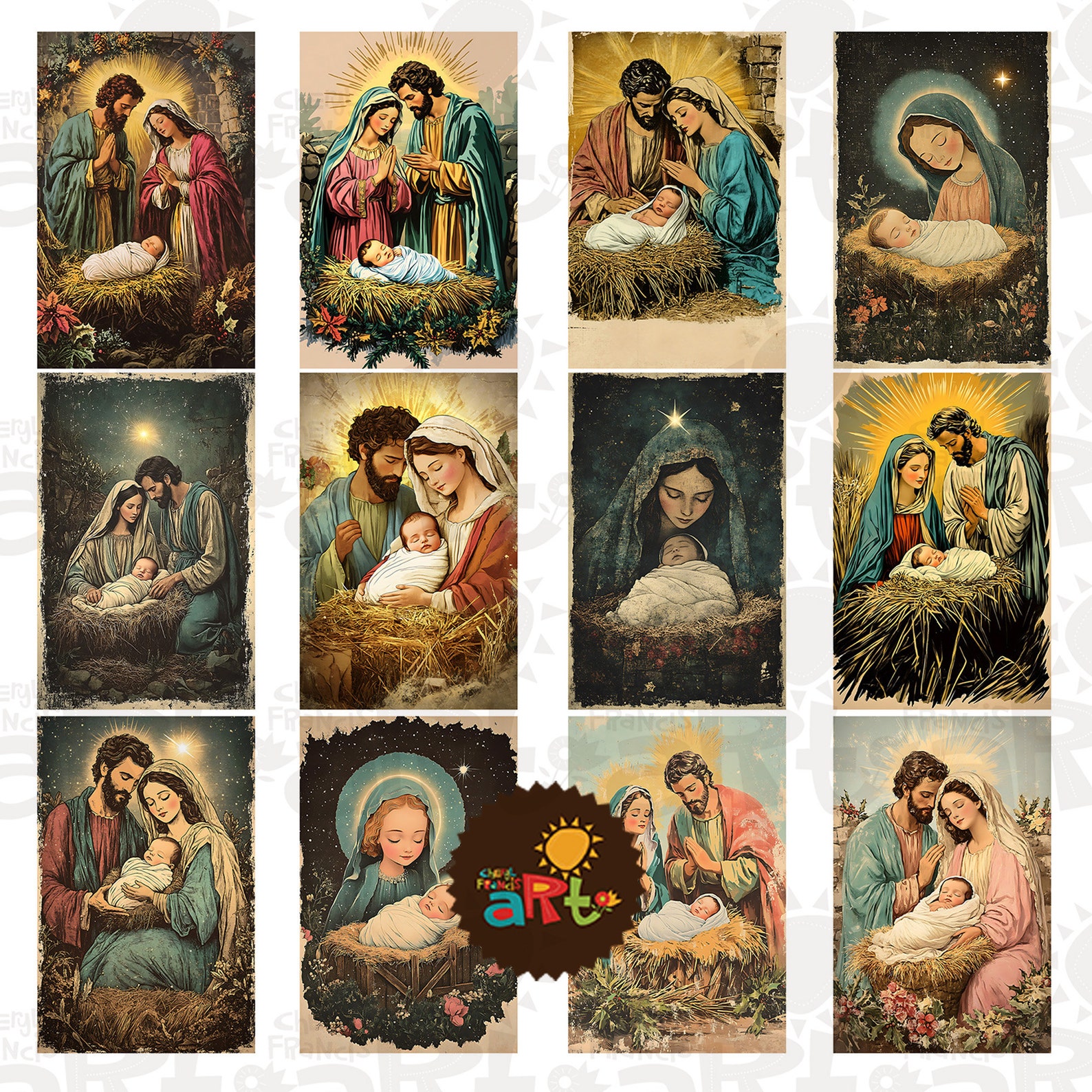 Baby Jesus Mary and Joseph Christmas Nativity Manger Scene Printable ...
