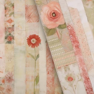 Watercolor Floral Quilt Collage Printable Junk Journal Half Papers ...