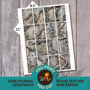 Natural Wood Texture Art Collage Printable Junk Journal Half Papers ...