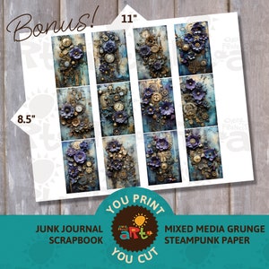 12 Mixed Media Steampunk Grunge Paper Collage Printable Junk Journal ...