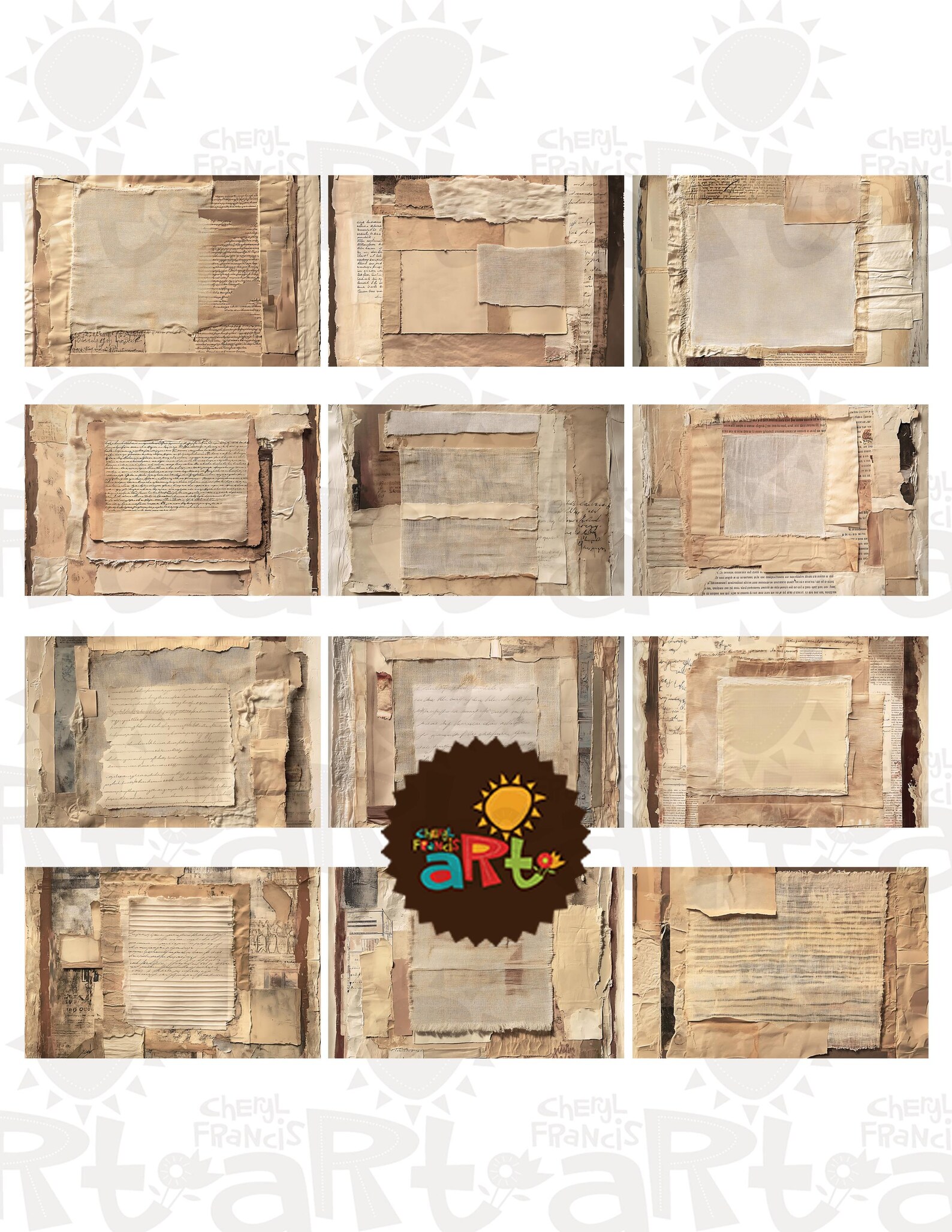Layered Ephemera Collage Printable Junk Journal Horizontal Half Paper ...