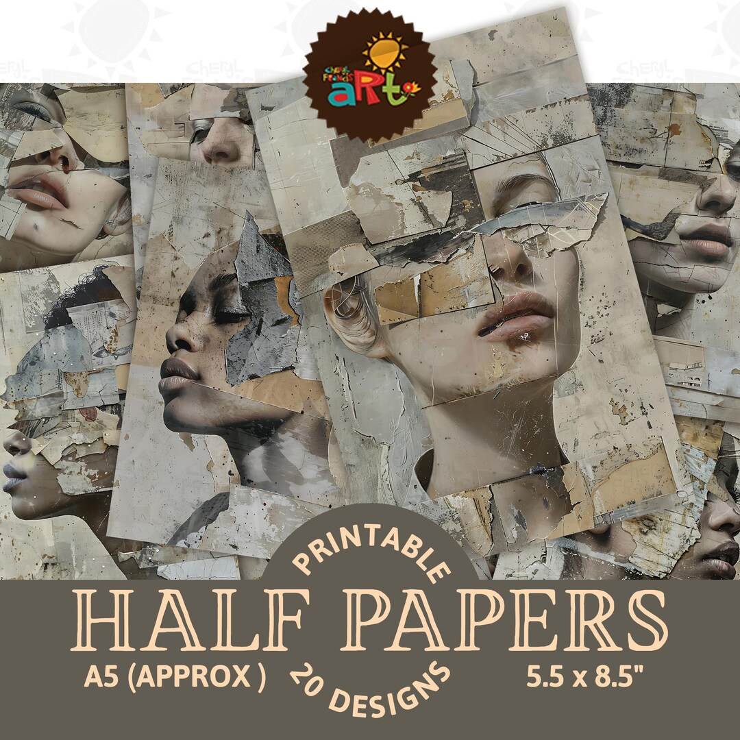 Industrial Decay Portrait Collage Printable Junk Journal Half Page ...