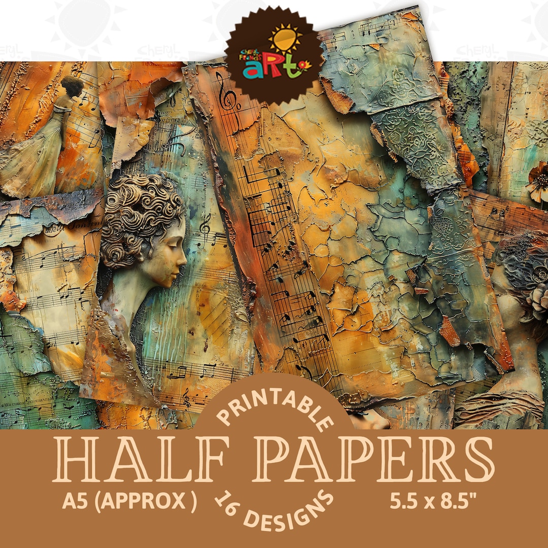 Rusted Collage With Patina Paper Woman Printable Junk Journal Half ...