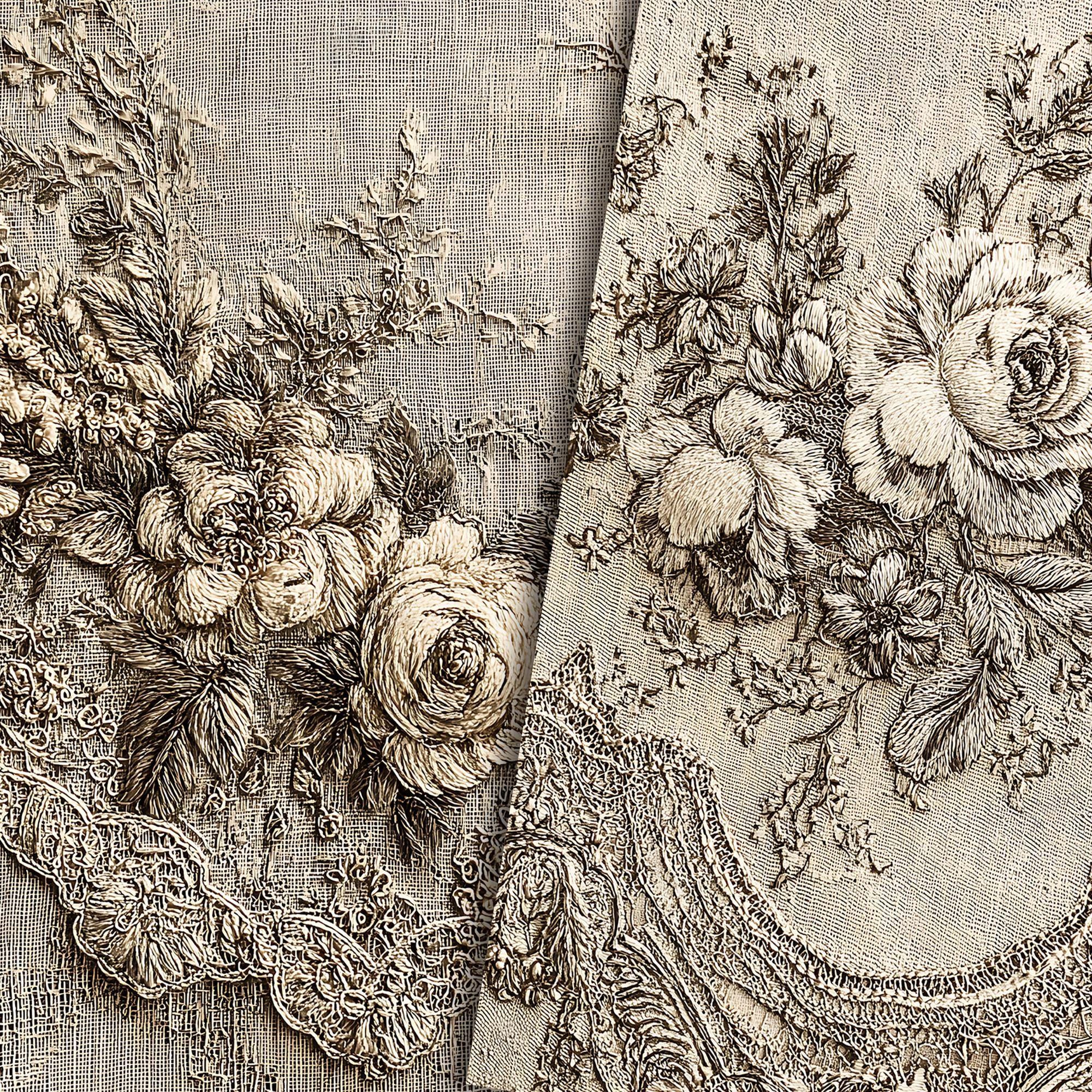 Antique Lace Edge Corner Floral Textile Collage Junk Journal Half Paper ...