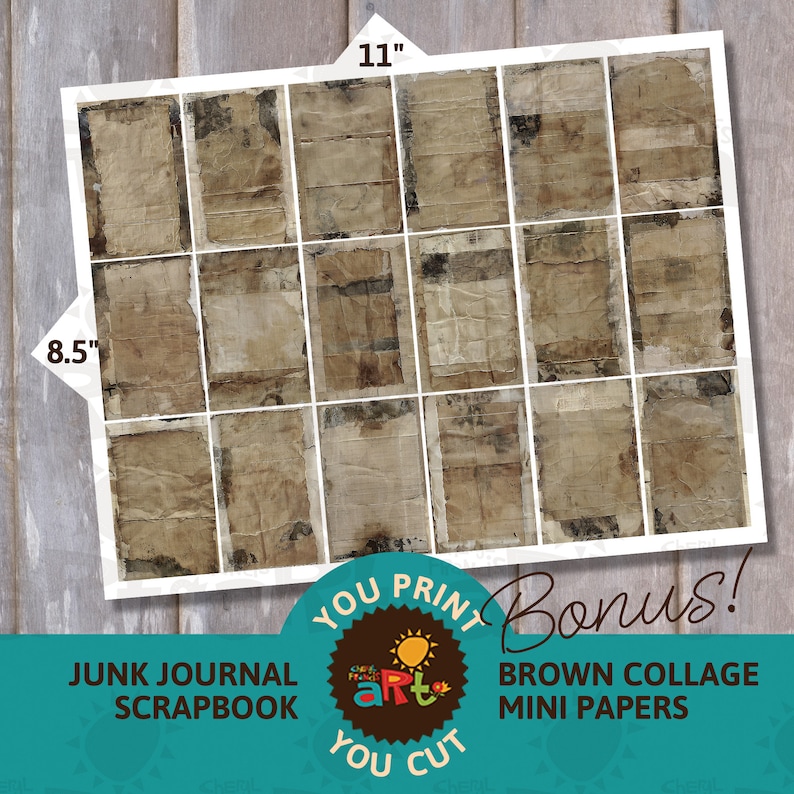Brown Paper Collage Scraps Printable Junk Journal Half Paper Ephemera ...