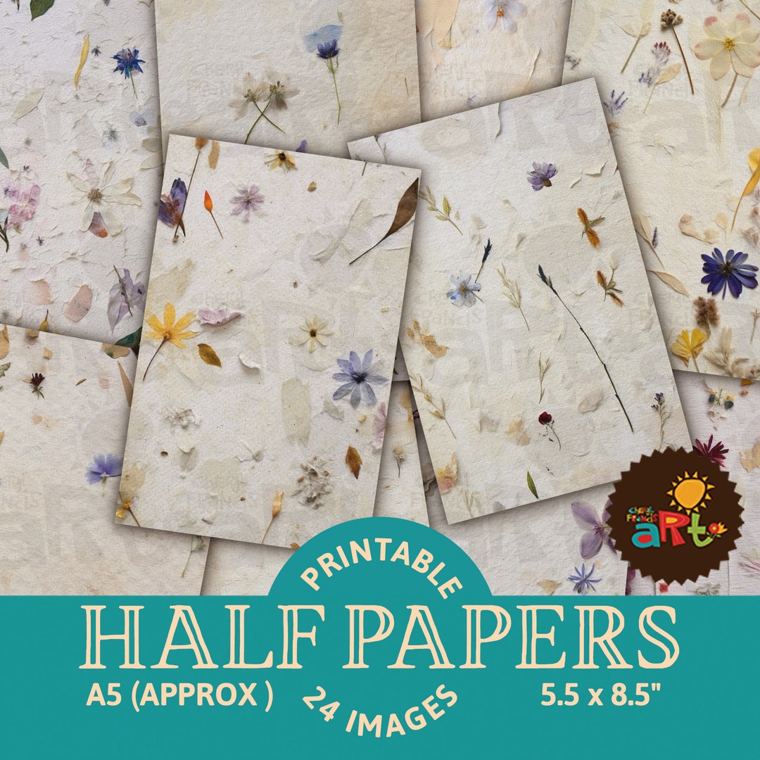 Handmade With Pieces of Botanical Printable Junk Journal Half Papers ...