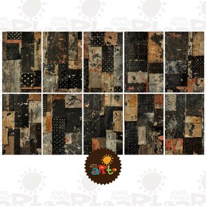 Black Scrap With Dots Collage Junk Journal Half Page Printable ...